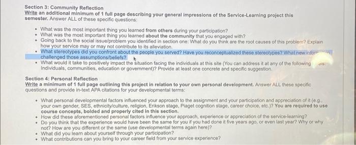 Solved Section 3: Community Reflection Write an additional | Chegg.com