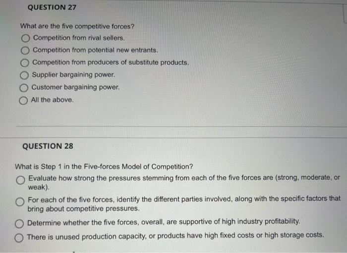 Solved What are the five competitive forces? Competition | Chegg.com