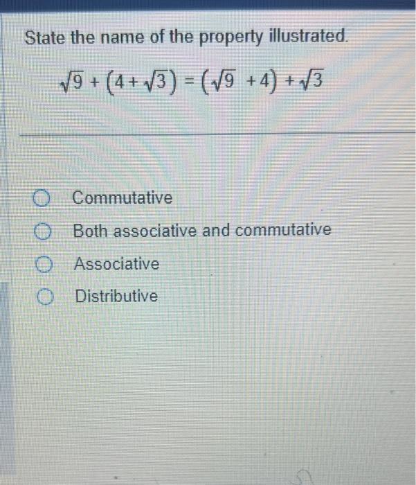 Solved State the name of the property illustrated. | Chegg.com