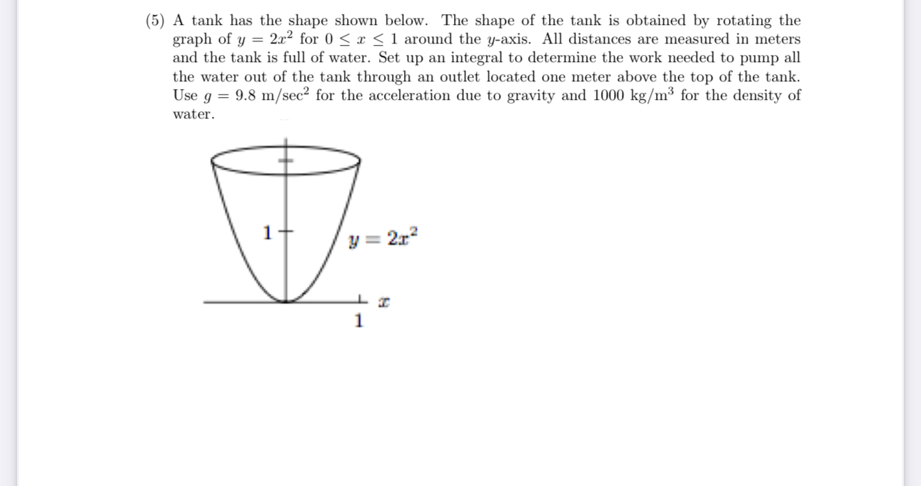 Solved (5) ﻿A tank has the shape shown below. The shape of | Chegg.com
