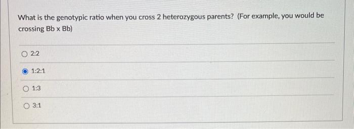 Solved What is the genotypic ratio when you cross 2 | Chegg.com