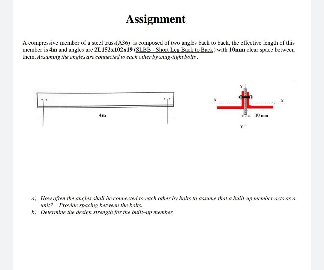 Solved Assignment A compressive member of a steel truss(A36) | Chegg.com