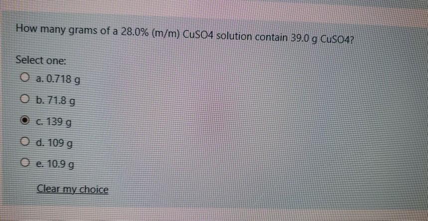 Solved 12.7 g CuSO4 is dissolved in water, producing 750.0 | Chegg.com