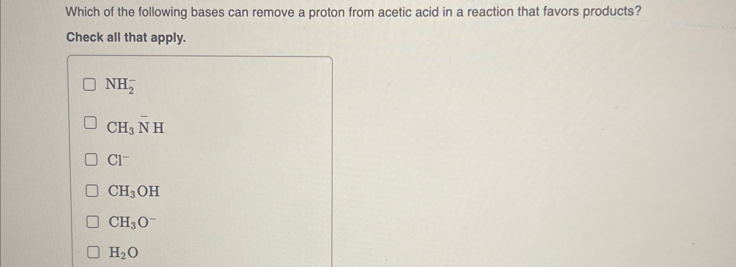 Solved Which of the following bases can remove a proton from | Chegg.com