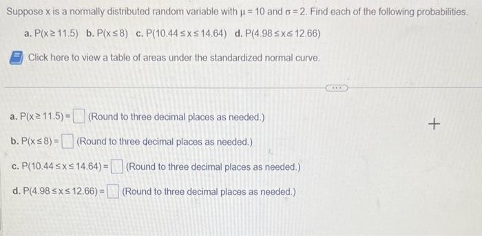 Solved suppose x is a normally distributed random variable | Chegg.com