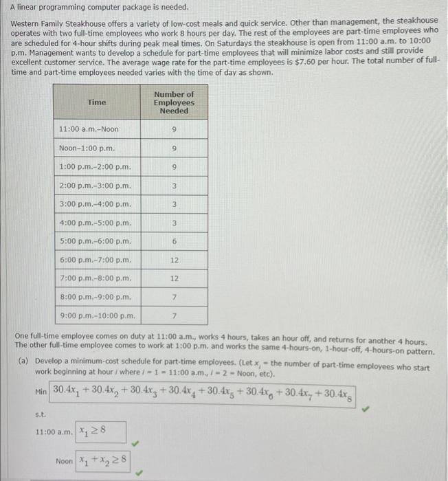 Solved A linear programming computer package is needed. | Chegg.com
