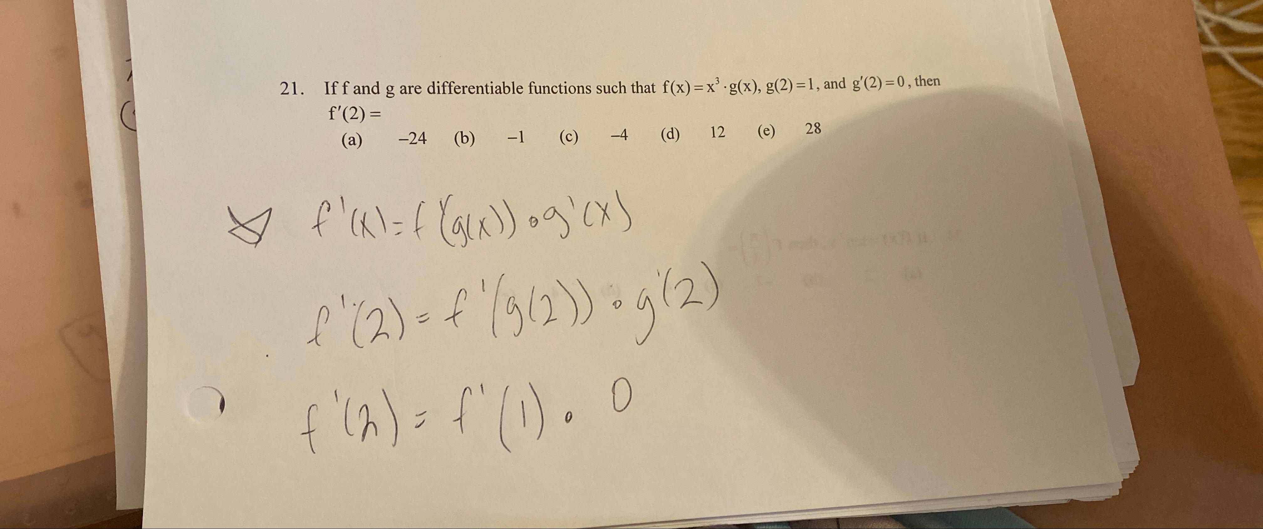 Solved If f ﻿and g ﻿are differentiable functions such that | Chegg.com