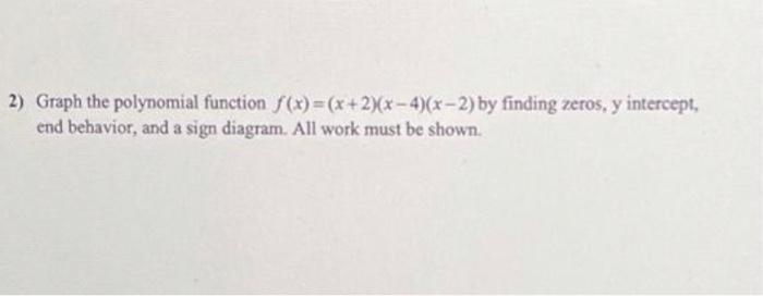 Solved Graph the polynomial function f(x)=(x+2)(x−4)(x−2) by | Chegg.com