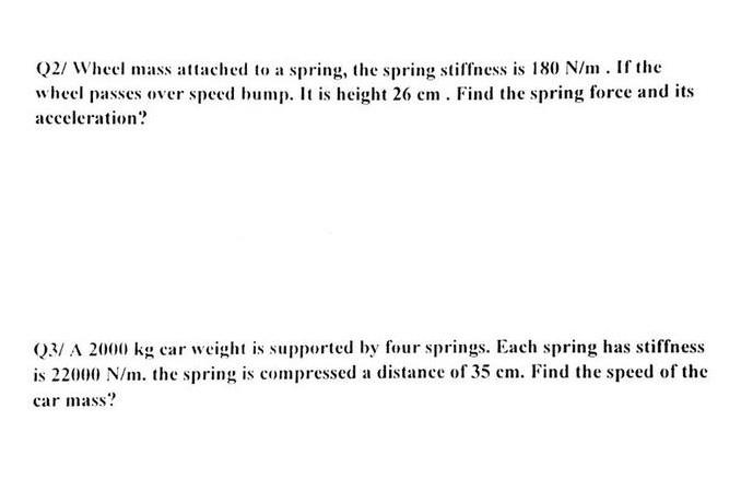 Solved Q2/ Wheel mass attached to a spring, the spring | Chegg.com
