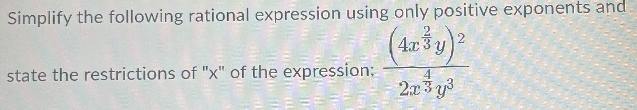 Solved Simplify the following rational expression using only | Chegg.com