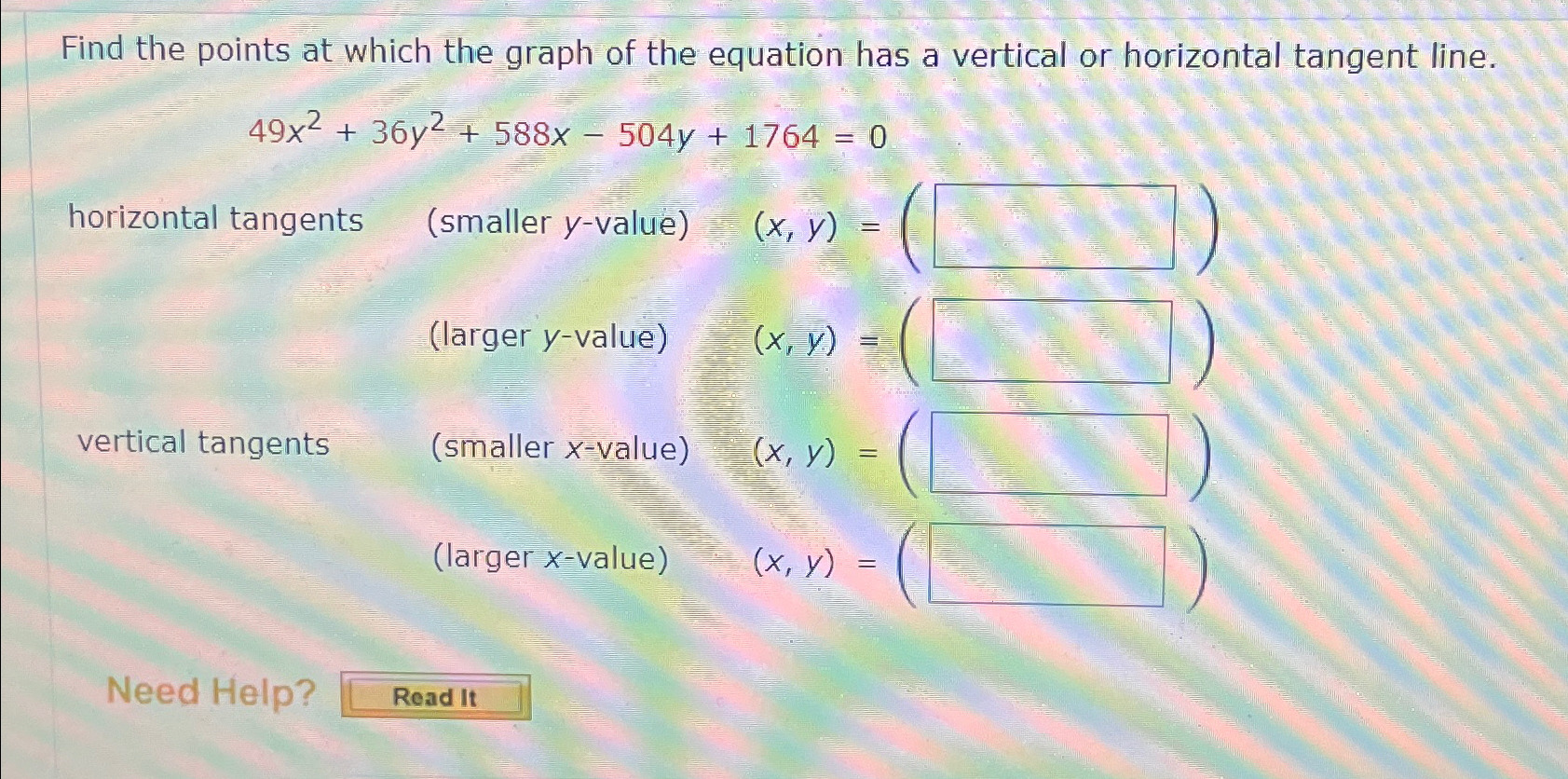 Solved Find the points at which the graph of the equation | Chegg.com