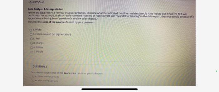 Solved Microbiology Unknown Lab #2attached are the tests | Chegg.com