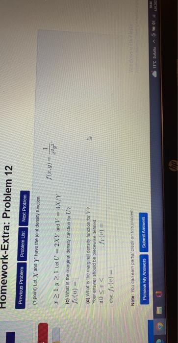 Solved Homework-Extra: Problem 12 (1 point) Let X and Y have | Chegg.com