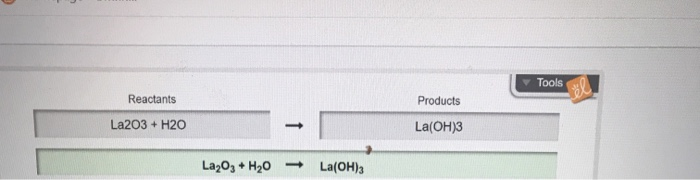 Solved Tools Reactants Products La203 + H2O - La(OH)3 La2O3 | Chegg.com