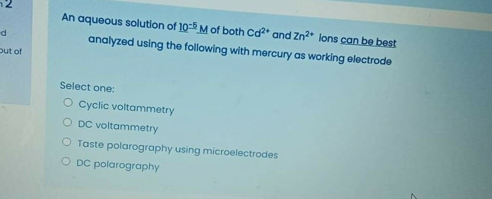 Solved An aqueous solution of 10-5 M of both Cd2+ and Zn2+ | Chegg.com