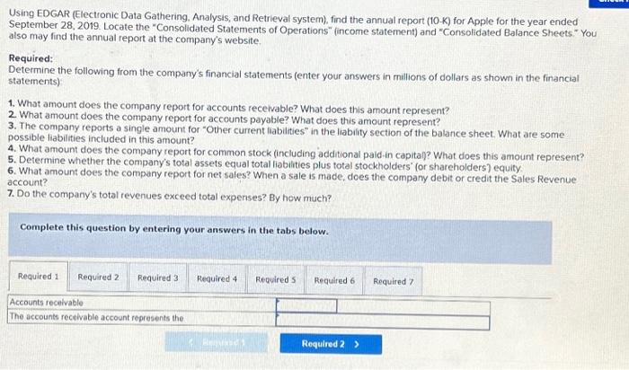 Using EDGAR (Electronic Data Gathering, Analysis, and | Chegg.com