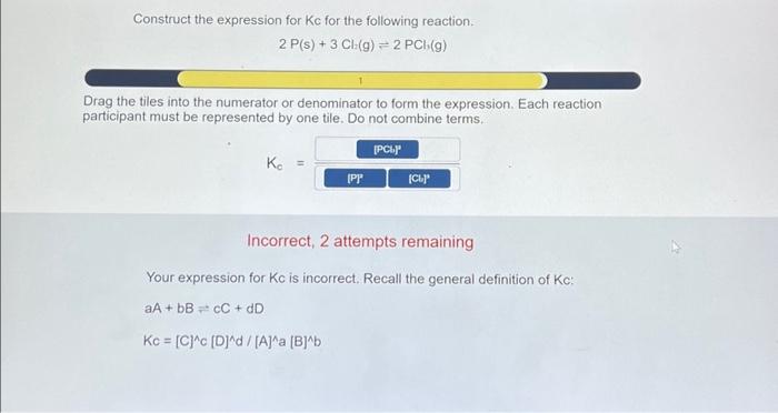 Solved Construct the expression for Kc for the following | Chegg.com