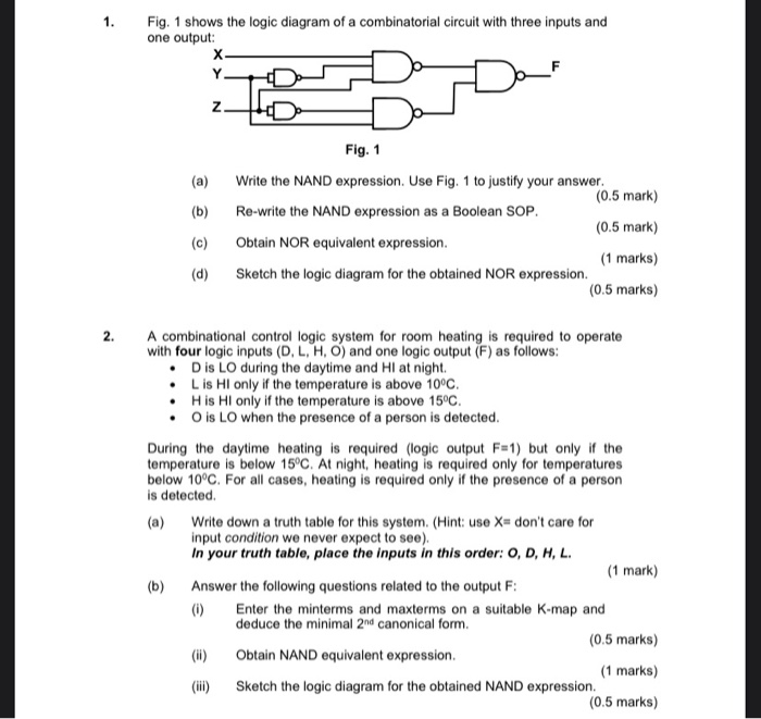 Solved 1 Fig 1 Shows The Logic Diagram Of A Combinatorial