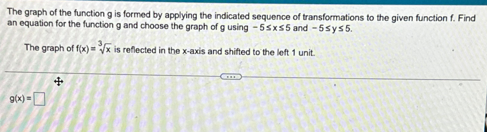 Solved The graph of the function g ﻿is formed by applying | Chegg.com