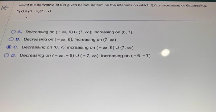 Solved Using the derivative of f(x) given below, determine | Chegg.com