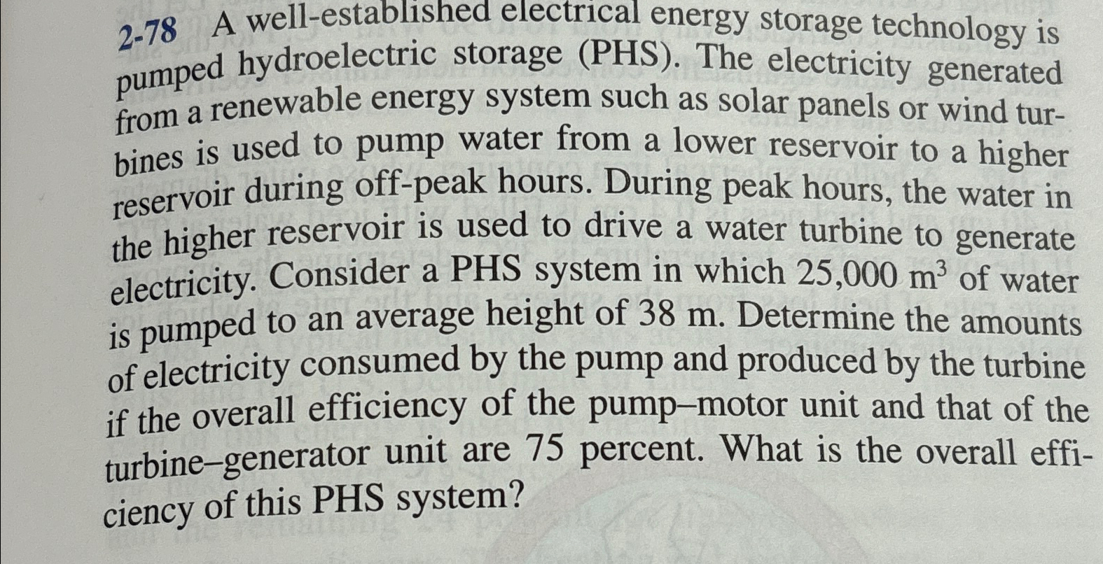 Solved 2-78 ﻿A well-established electrical energy storage | Chegg.com