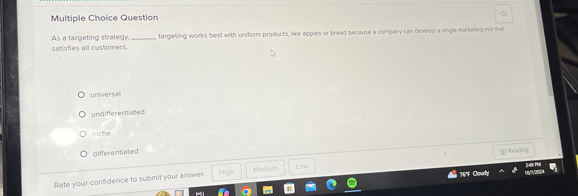 Solved Multiple Choice QuestionAs a targeting | Chegg.com