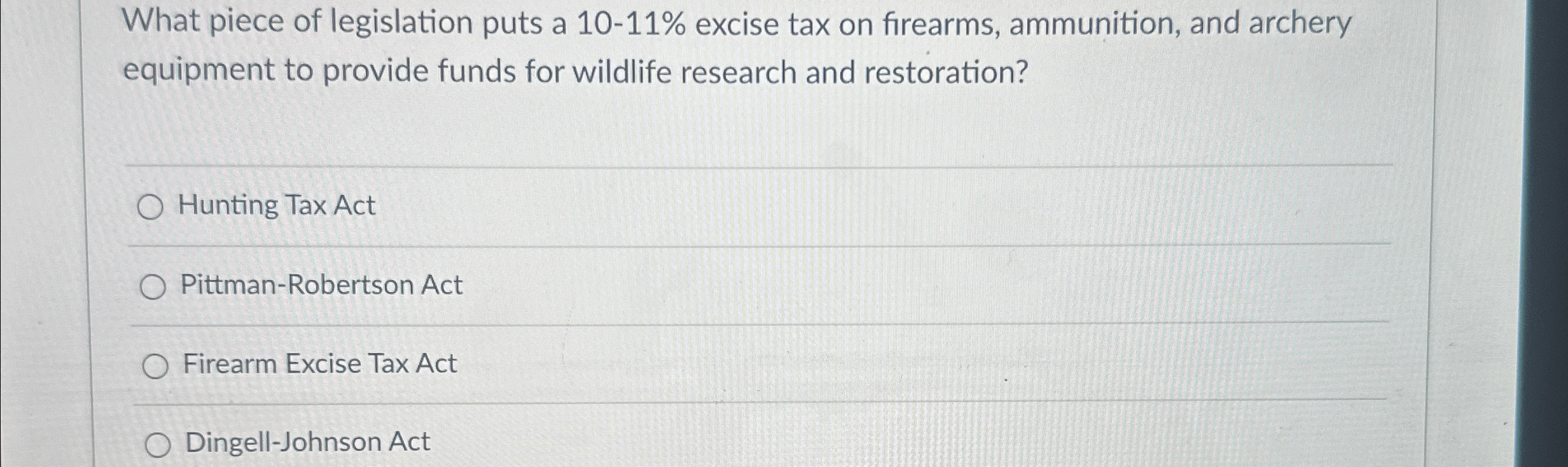 Solved What piece of legislation puts a 10-11% ﻿excise tax | Chegg.com