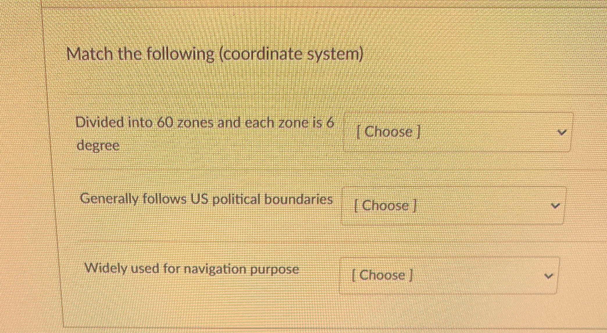 Solved Match the following (coordinate system)Divided into | Chegg.com