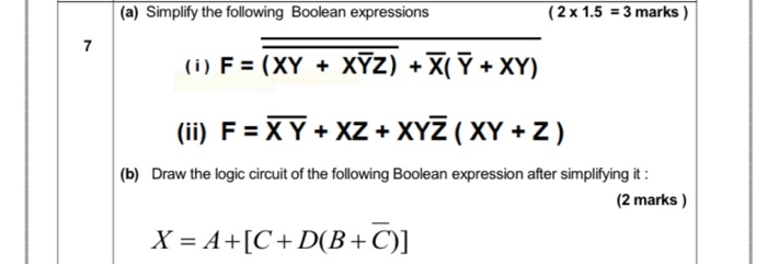 Solved (a) Simplify the following Boolean expressions (2 x | Chegg.com