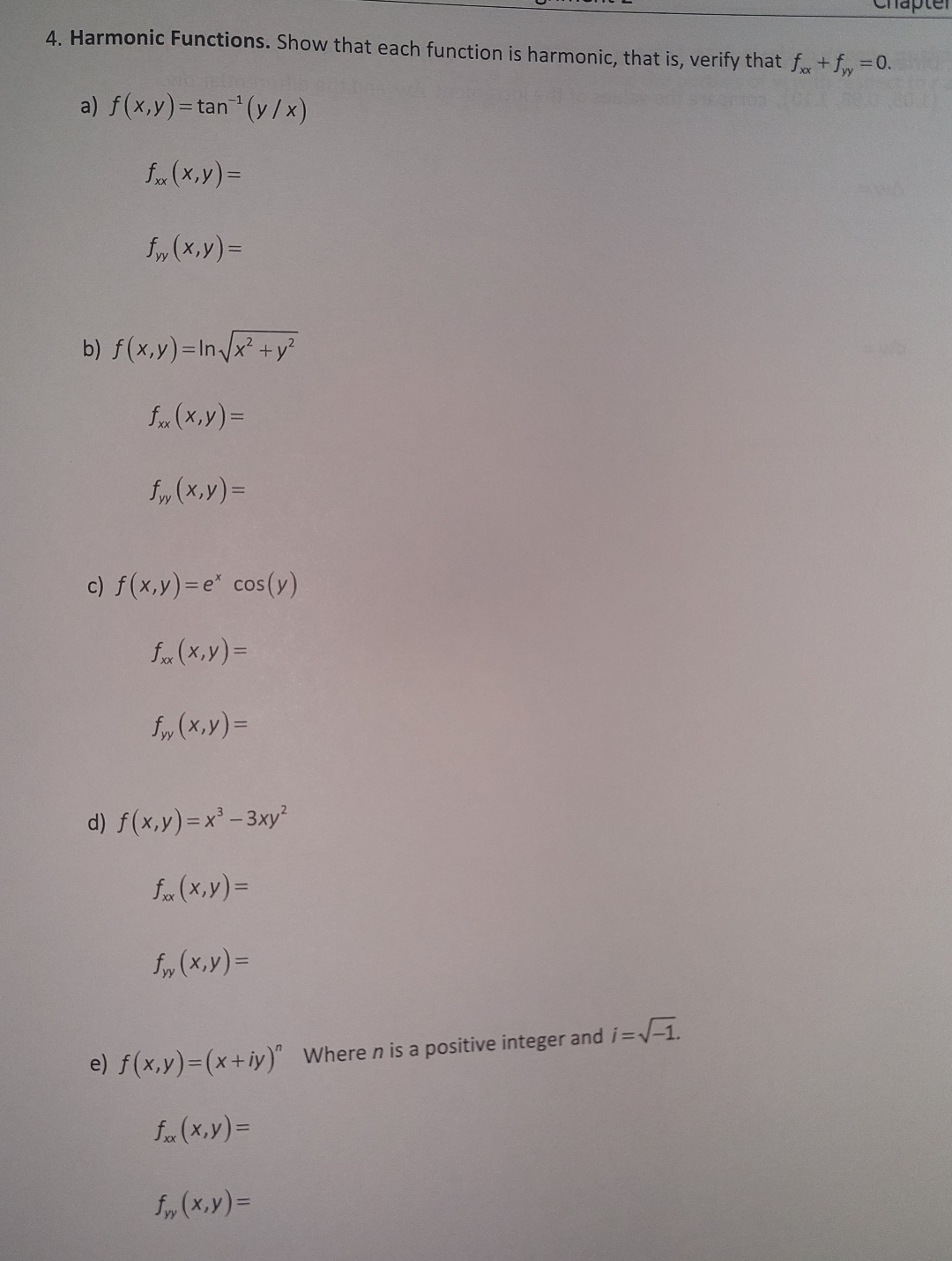 Solved Harmonic Functions. Show that each function is | Chegg.com