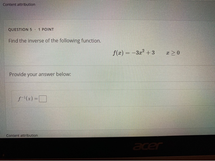 Solved Content attribution QUESTION 5 1 POINT Find the | Chegg.com