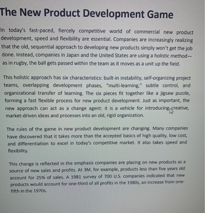 Solved The New Product Development Game In today's | Chegg.com