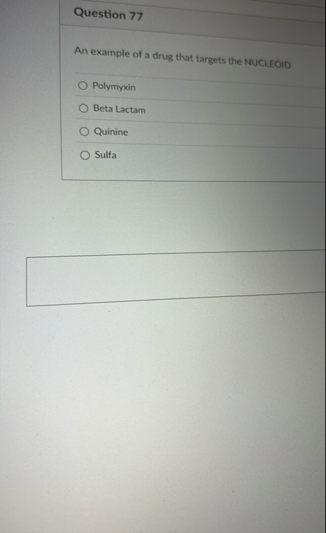 Solved Question 77An example of a drug that targets the | Chegg.com