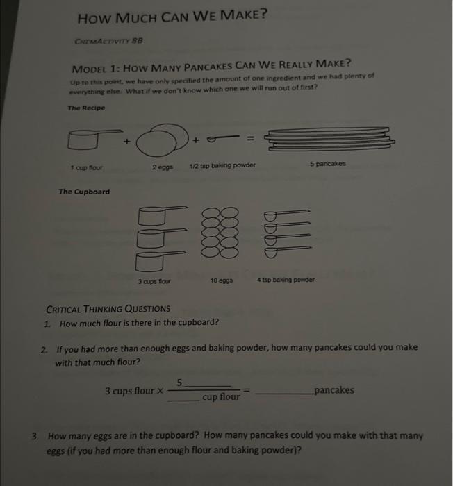 Solved MODEL 1: HOW MANY PANCAKES CAN WE REALLY MAKE? up to | Chegg.com