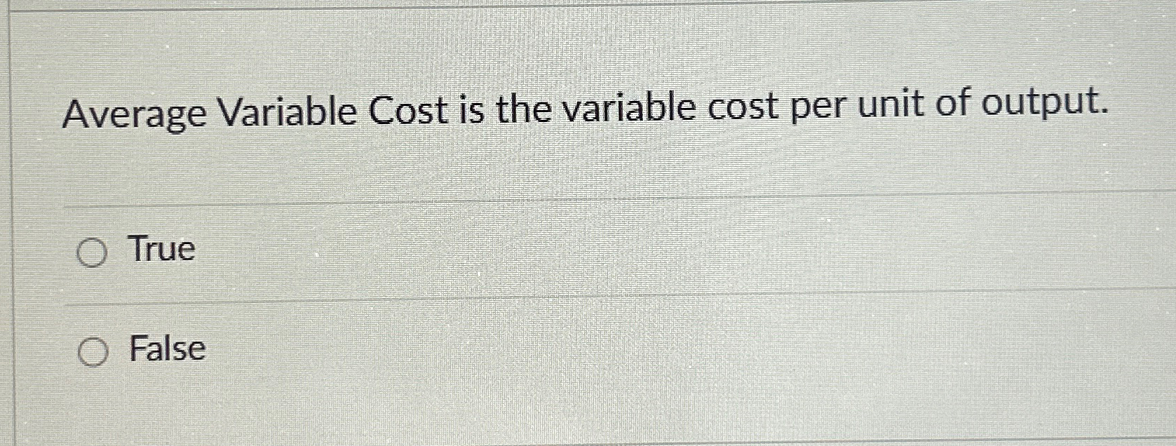 Solved Average Variable Cost is the variable cost per unit | Chegg.com