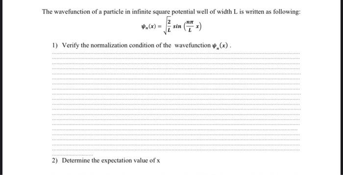 Solved The wavefunction of a particle in infinite square | Chegg.com