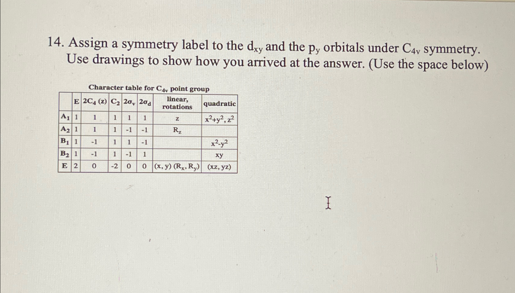 Solved Assign a symmetry label to the dxy ﻿and the py | Chegg.com