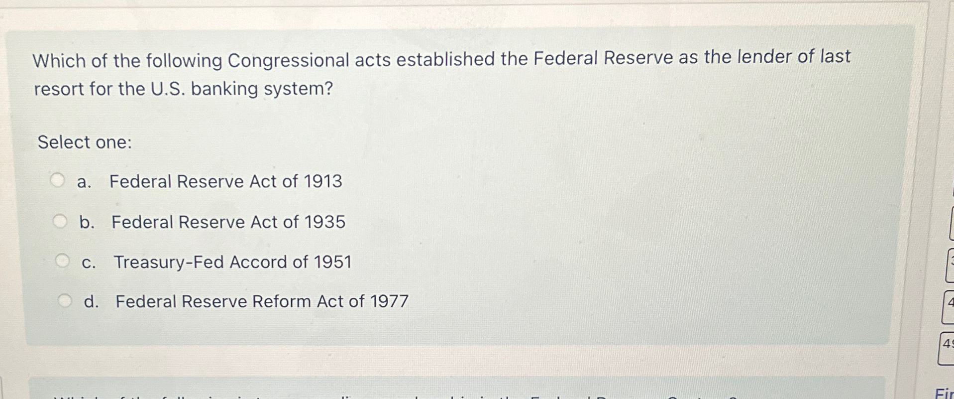 Solved Which of the following Congressional acts established | Chegg.com