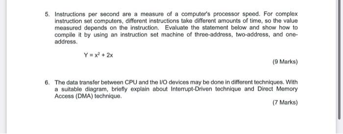 Solved 5. Instructions per second are a measure of a | Chegg.com