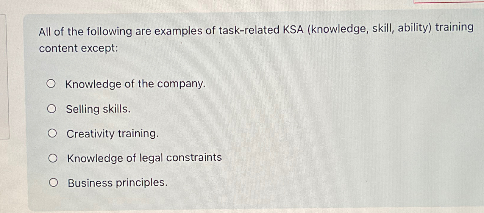 Solved All of the following are examples of task-related KSA | Chegg.com