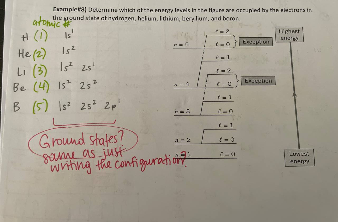 Example#8) ﻿Determine which of the energy levels in | Chegg.com