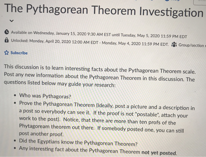 Solved The Pythagorean Theorem Investigation Available on | Chegg.com