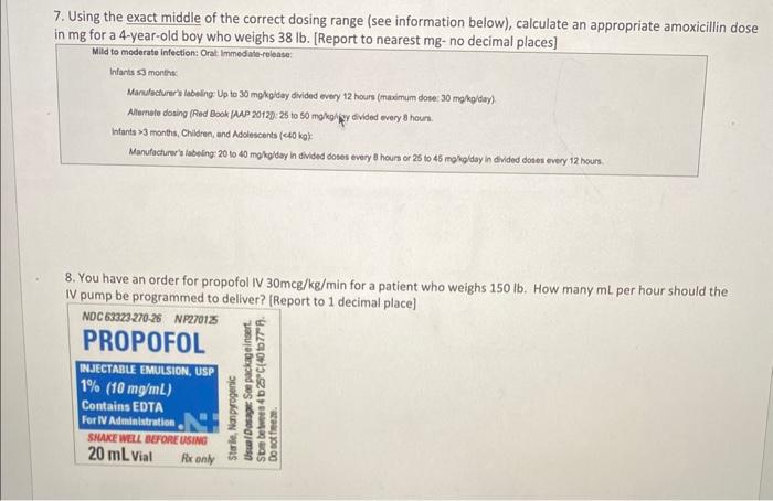 Solved 7. Using the exact middle of the correct dosing range | Chegg.com