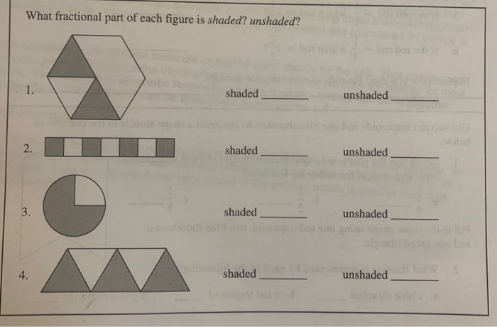 Solved What fractional part of each figure is shaded? | Chegg.com