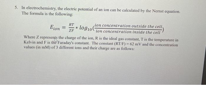 Solved In electrochemistry, the electric potential of an ion | Chegg.com