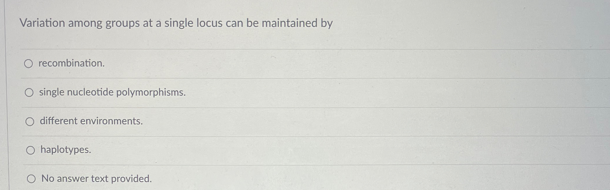 Solved Variation among groups at a single locus can be | Chegg.com