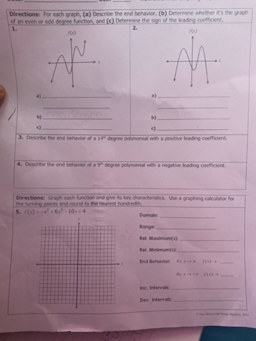 Solved Directions: For each graph, (a) Describe the end | Chegg.com