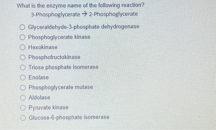 Solved What is the enzyme name of the following reaction? | Chegg.com