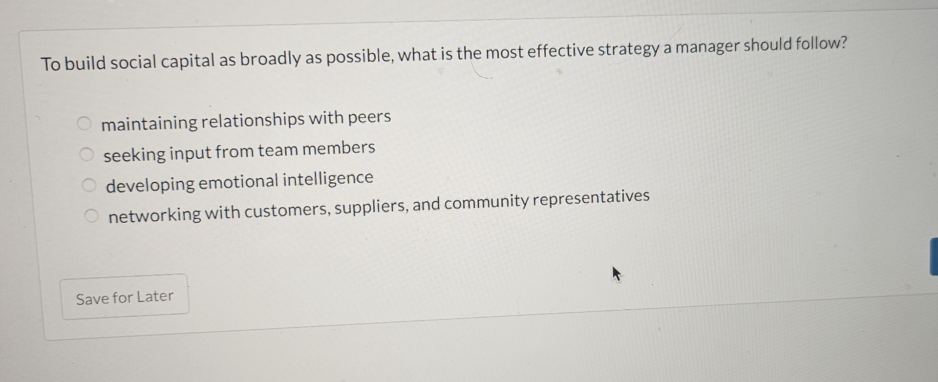 Solved To build social capital as broadly as possible, what | Chegg.com