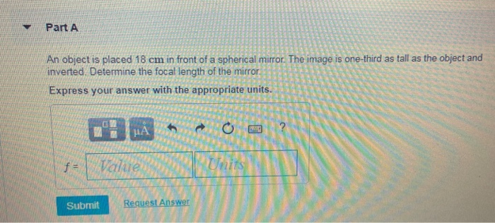 Solved Part A An object is placed 18 cm in front of a | Chegg.com